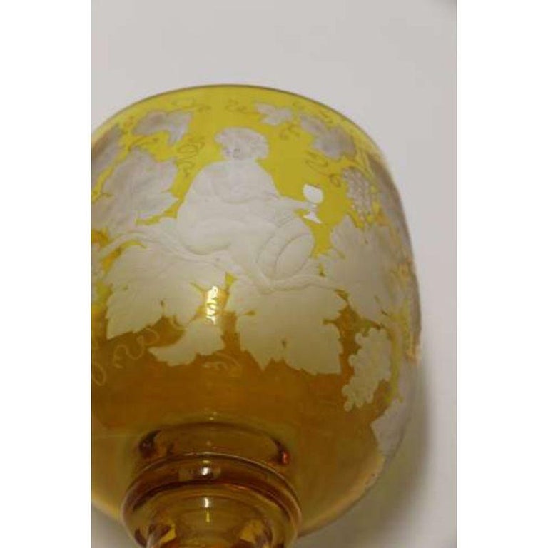19th Century German Cut and Engraved Amber Glass Engraved Goblet, circa ...