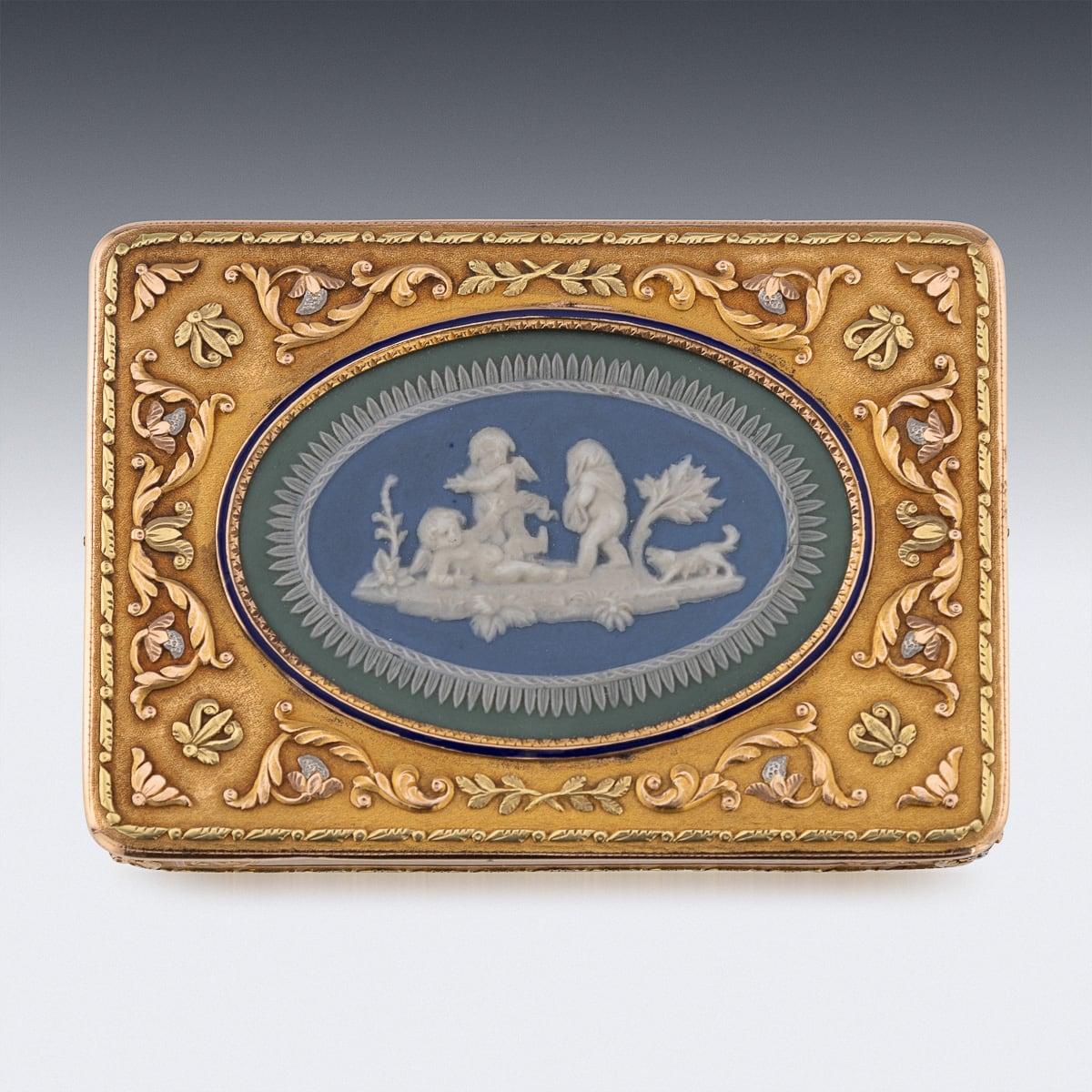 19th Century German Three-Colour 18K Gold and Jasperware Snuff Box, Hanau c.1820 For Sale at 1stDibs