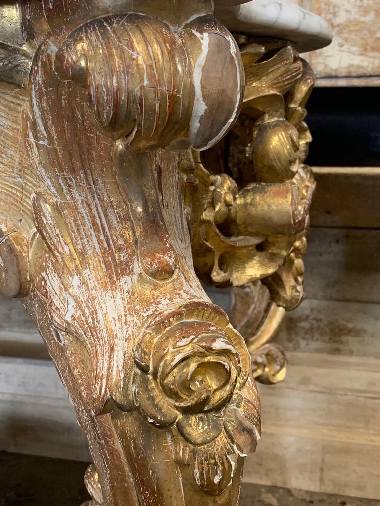 19th Century Gilded Carved Wood Rococo Center Table For Sale at 1stDibs