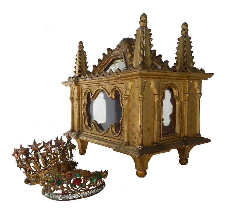19th Century Gilded Tabernacle with Small Crown and Tiara French ...