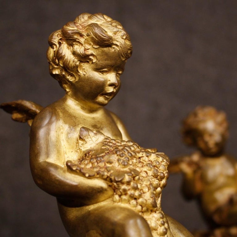19th Century Gilt and Chiselled Bronze Pair of Italian Angels ...