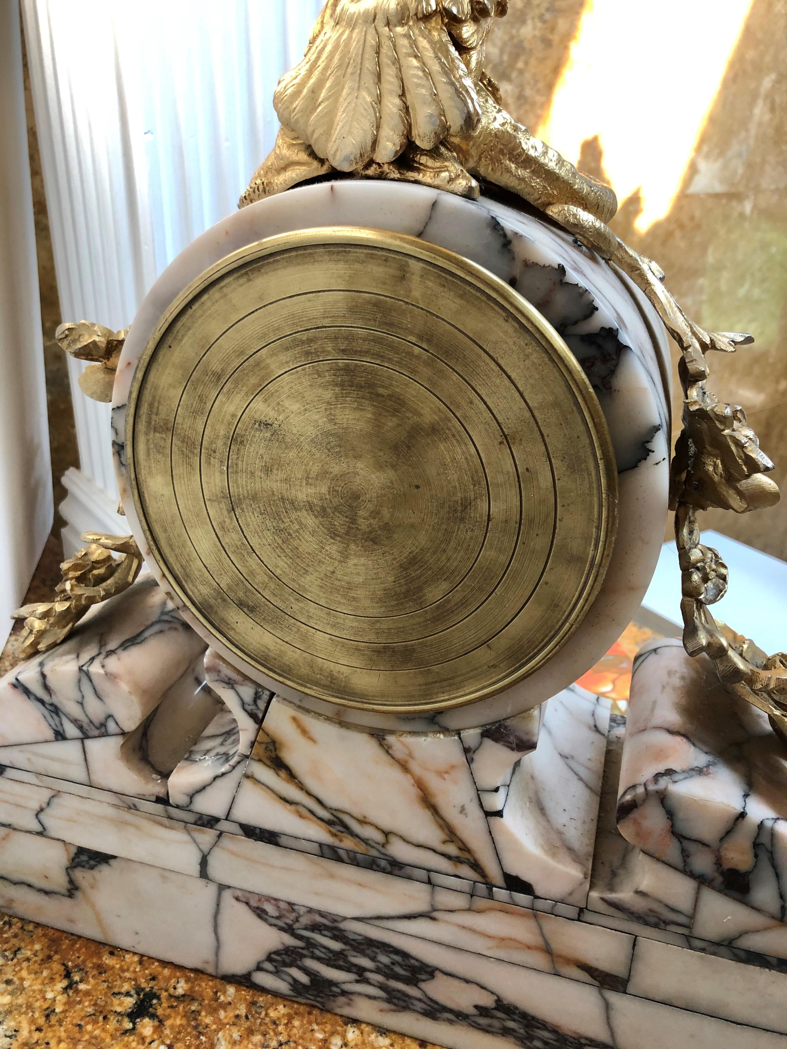 19th Century Gilt Bronze and Marble Eagle Clock For Sale at 1stDibs