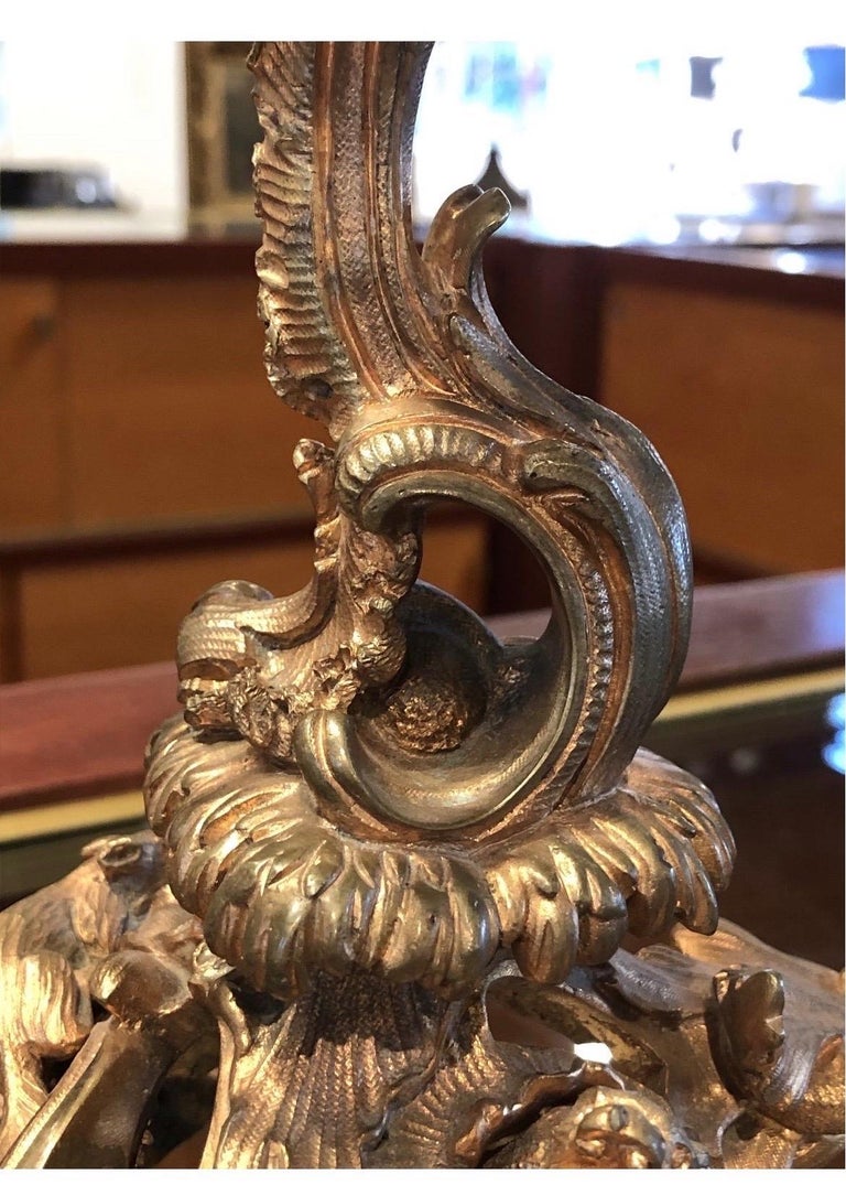 19th Century Gilt Bronze and Crystal Fox Hunting Scene Centerpiece or ...