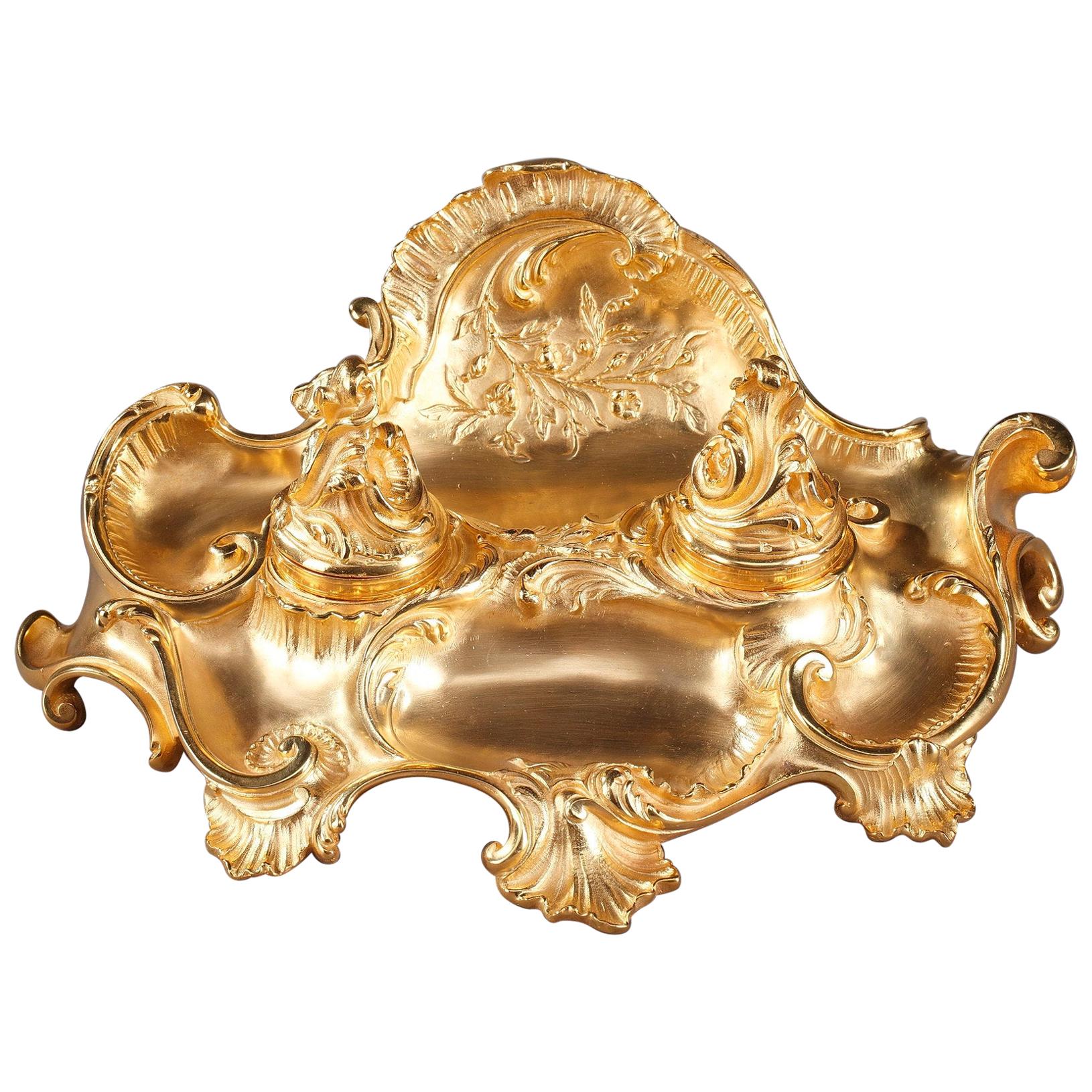 19th Century Gilt Bronze Inkwell at 1stDibs