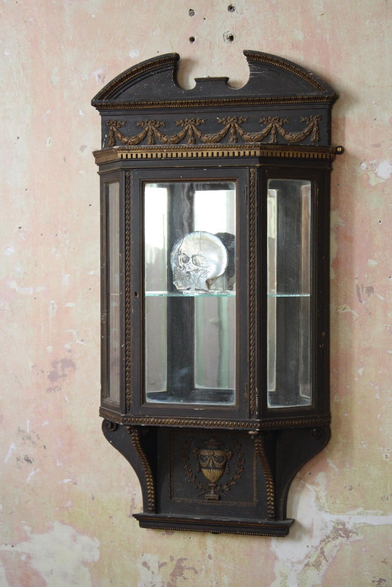 19th Century Gilt and Faux Rosewood Adam Revival Wall Display Case ...