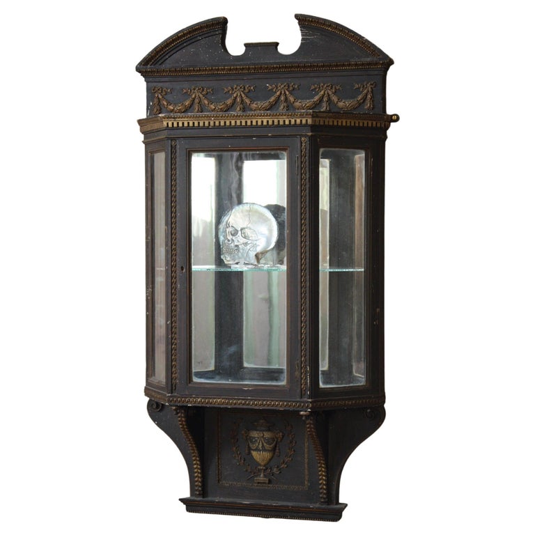 19th Century Gilt and Faux Rosewood Adam Revival Wall Display Case ...