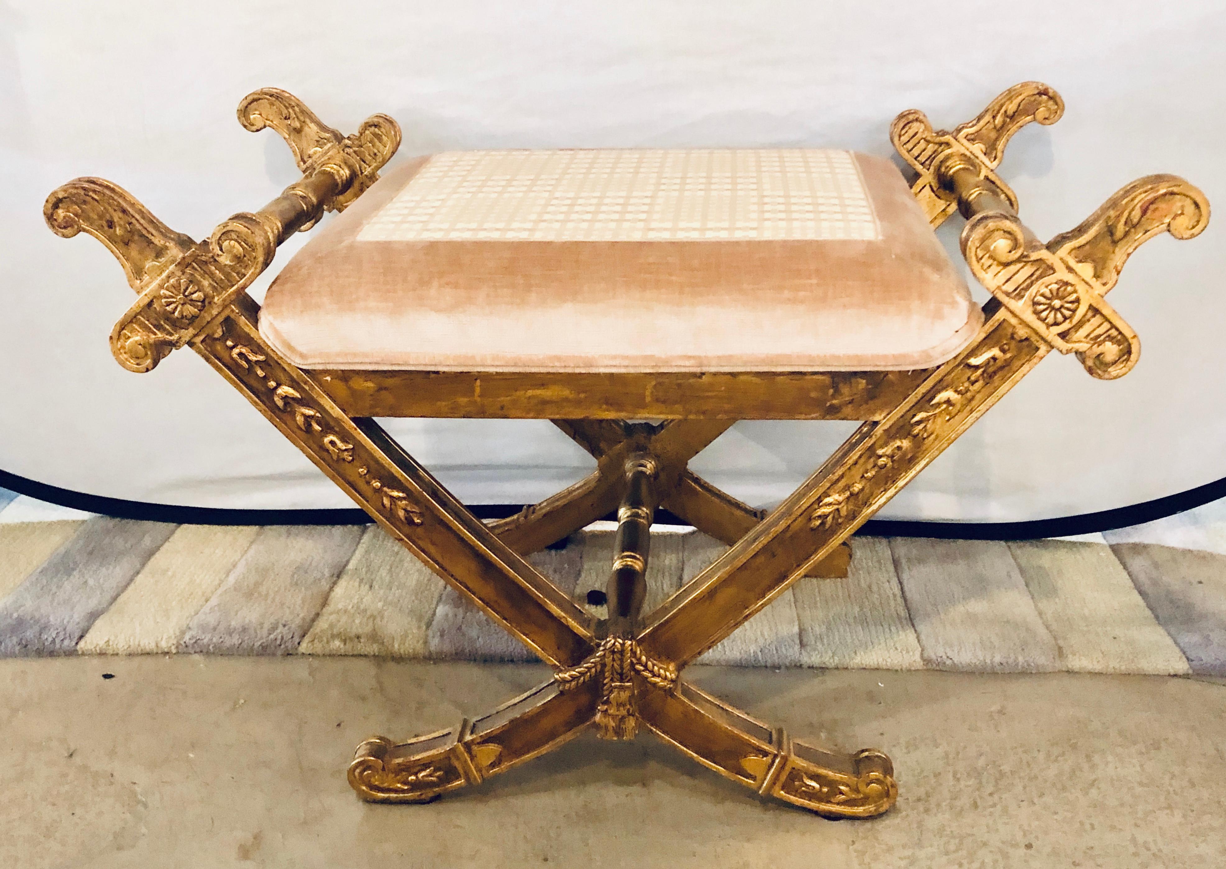 19th Century Gilt Wood Cross Sword "X" Form Bench or Footstool at 1stDibs