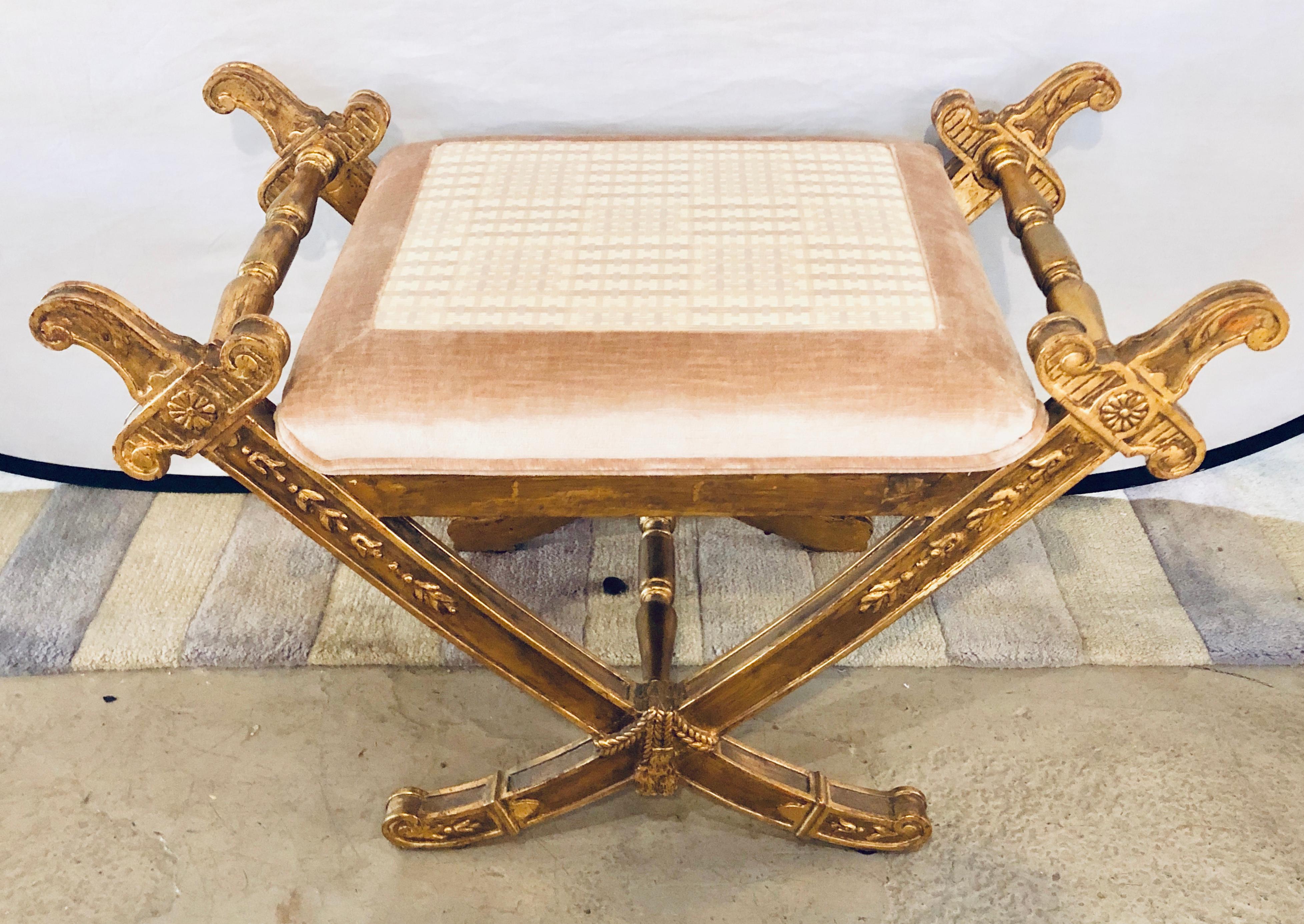 19th Century Gilt Wood Cross Sword "X" Form Bench or Footstool at 1stDibs