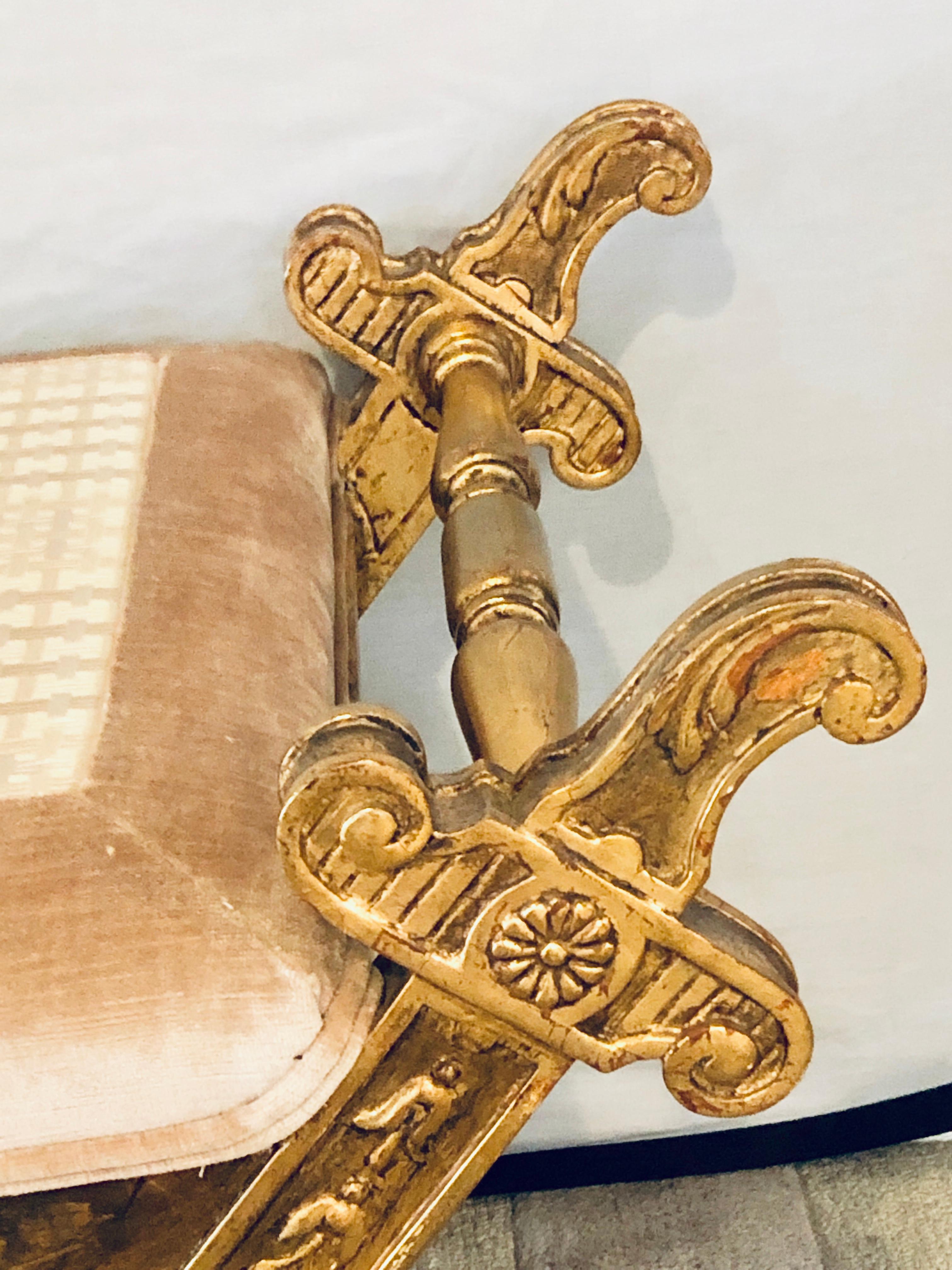 19th Century Gilt Wood Cross Sword "X" Form Bench or Footstool at 1stDibs