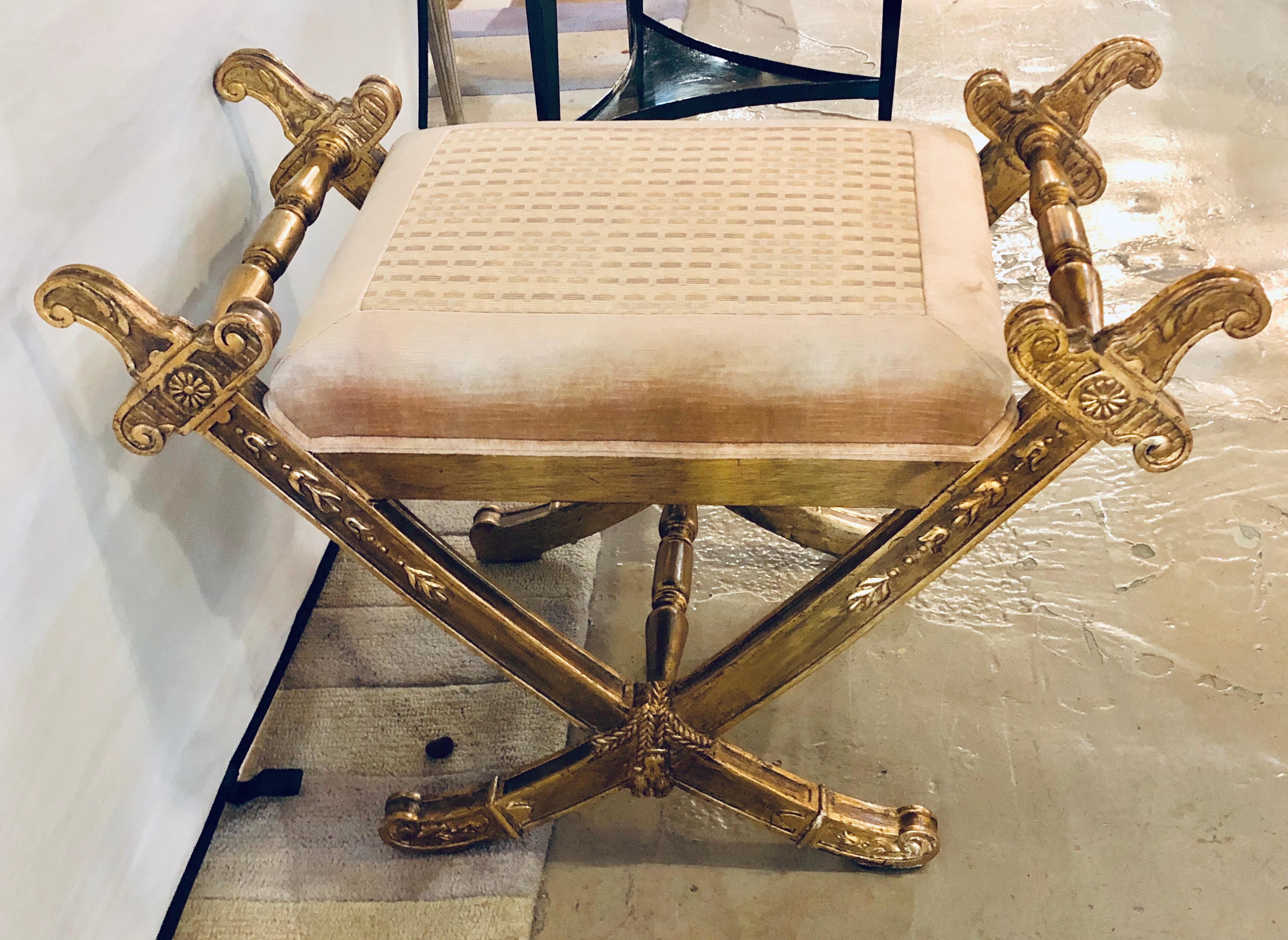 19th Century Gilt Wood Cross Sword "X" Form Bench or Footstool at 1stDibs