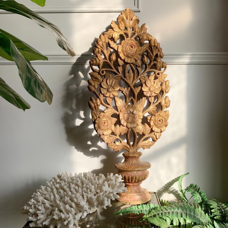 19th Century Giltwood Baroque Church Altar Vase For Sale at 1stDibs