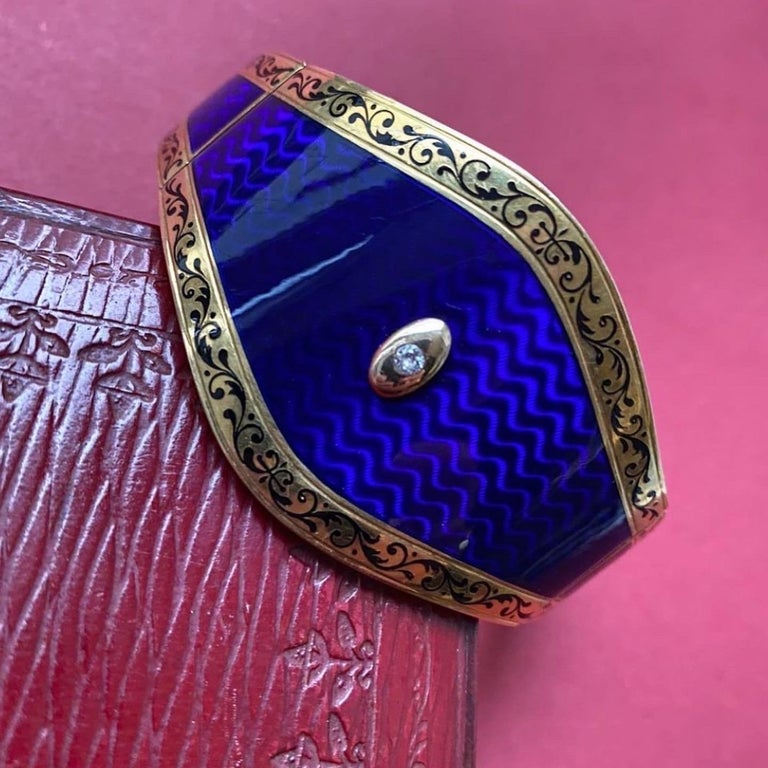 19th Century Gold Enamel and Diamond Bangle For Sale at 1stDibs