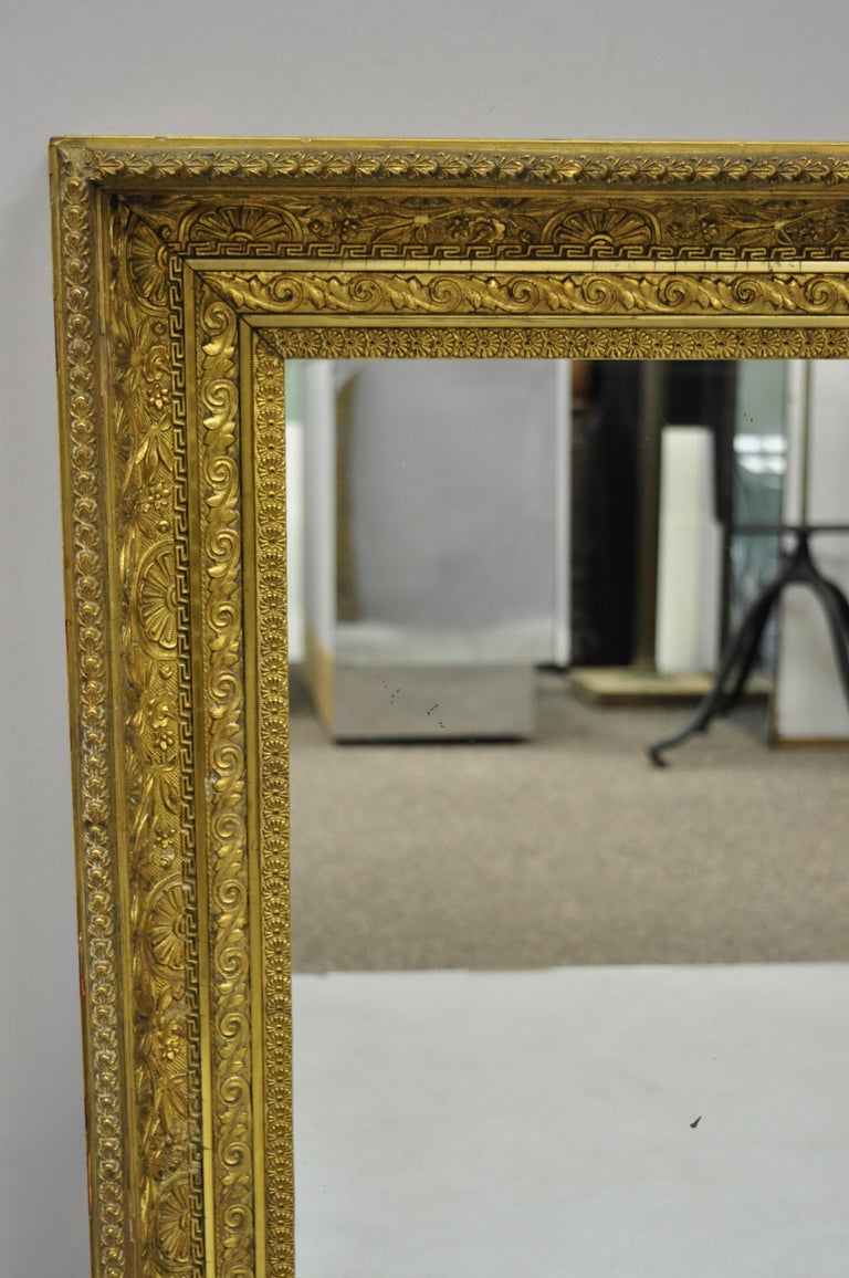 19th Century Gold Gilt and Gesso Wood Frame Wall Mirror with Foliate ...