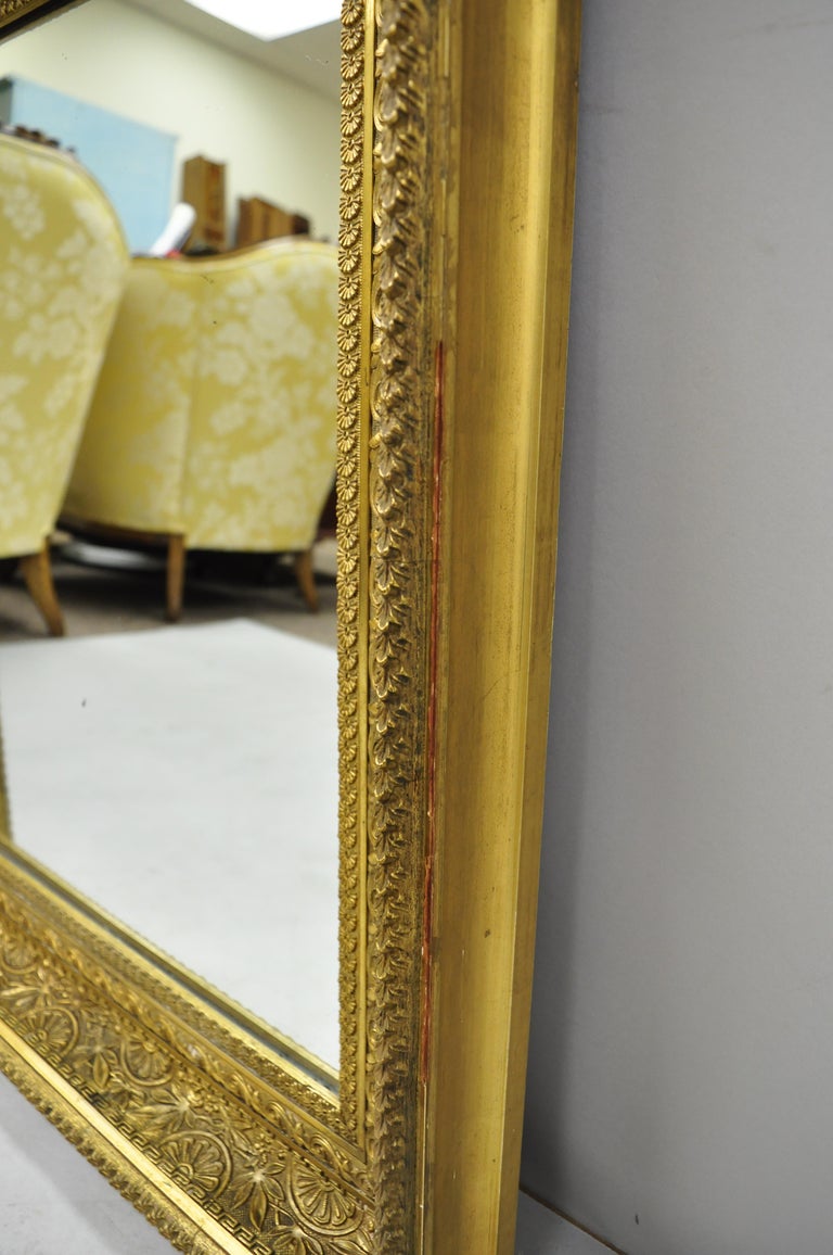 19th Century Gold Gilt and Gesso Wood Frame Wall Mirror with Foliate ...