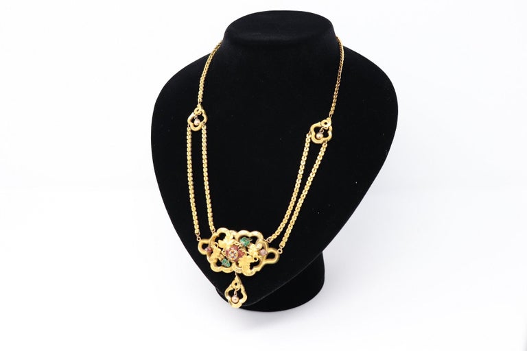 19th Century Gold Necklace with a Large Bourbon Pendant, 1850 For Sale ...