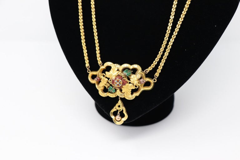 19th Century Gold Necklace with a Large Bourbon Pendant, 1850 For Sale ...