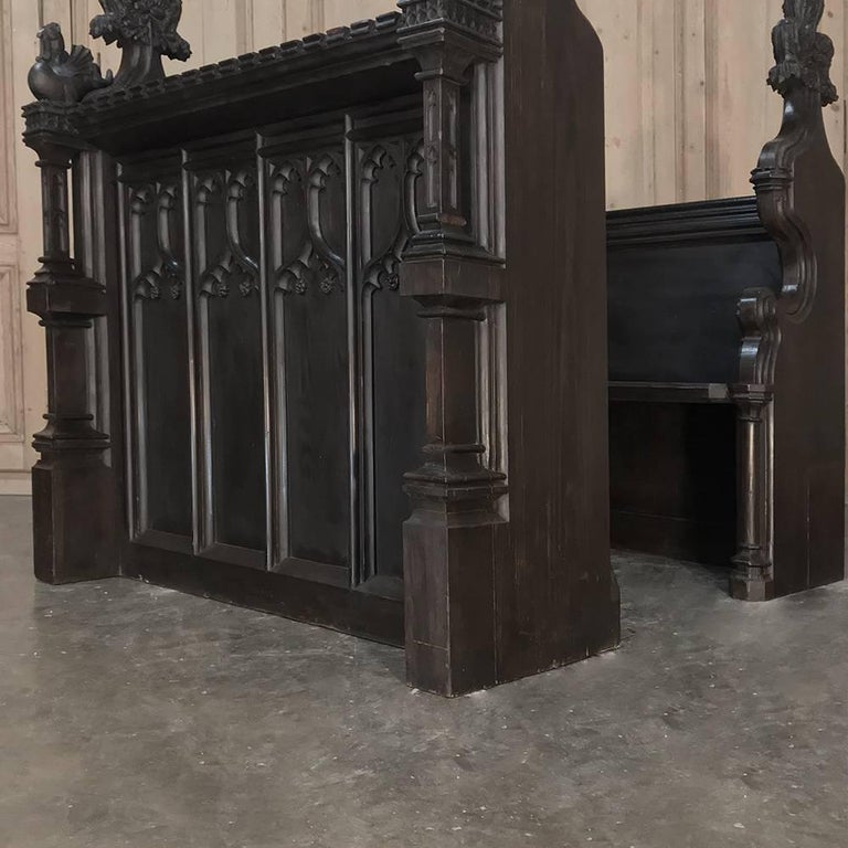 19th Century French Gothic Choir Pew with Kneeler at 1stDibs