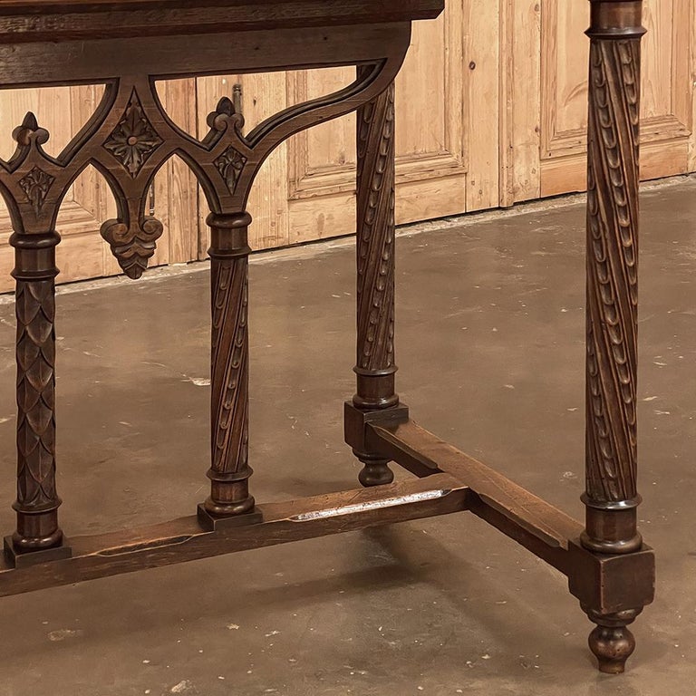 19th Century Gothic Walnut Writing Desk, End Table For Sale at 1stDibs