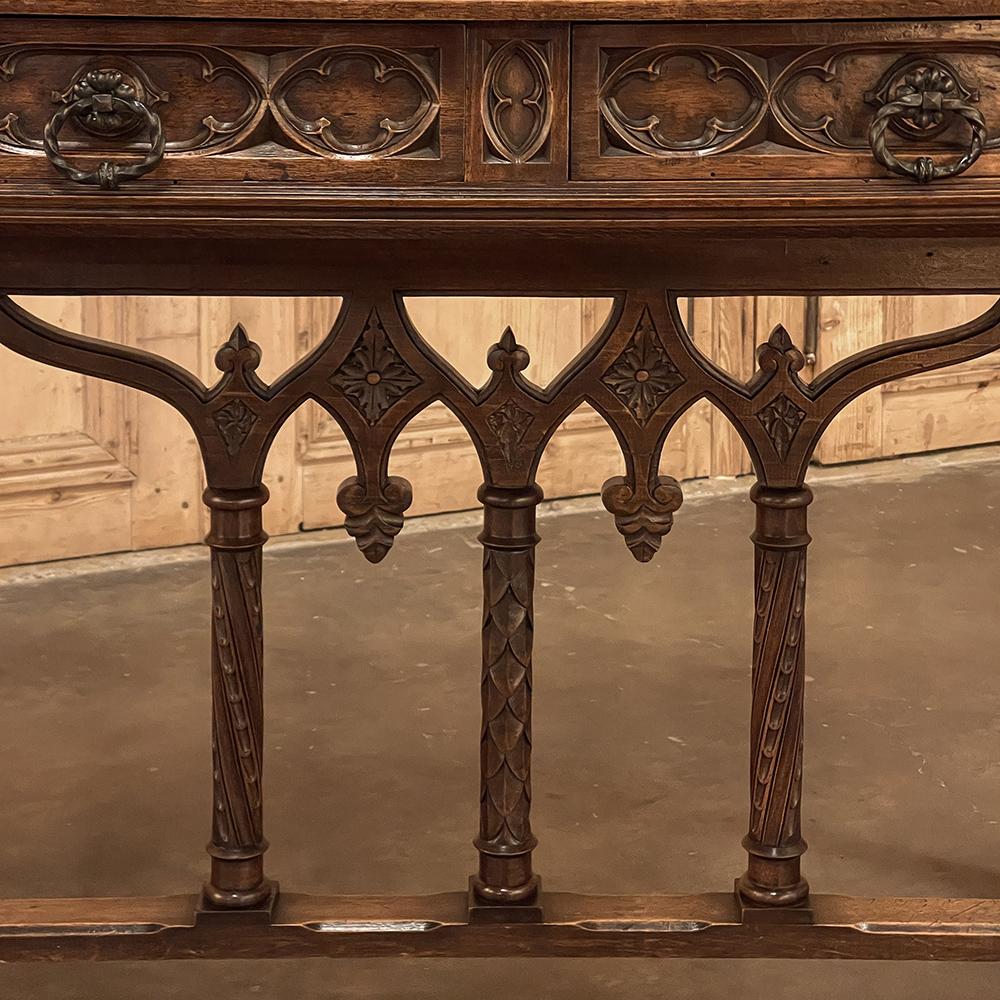19th Century Gothic Walnut Writing Desk, End Table For Sale at 1stDibs