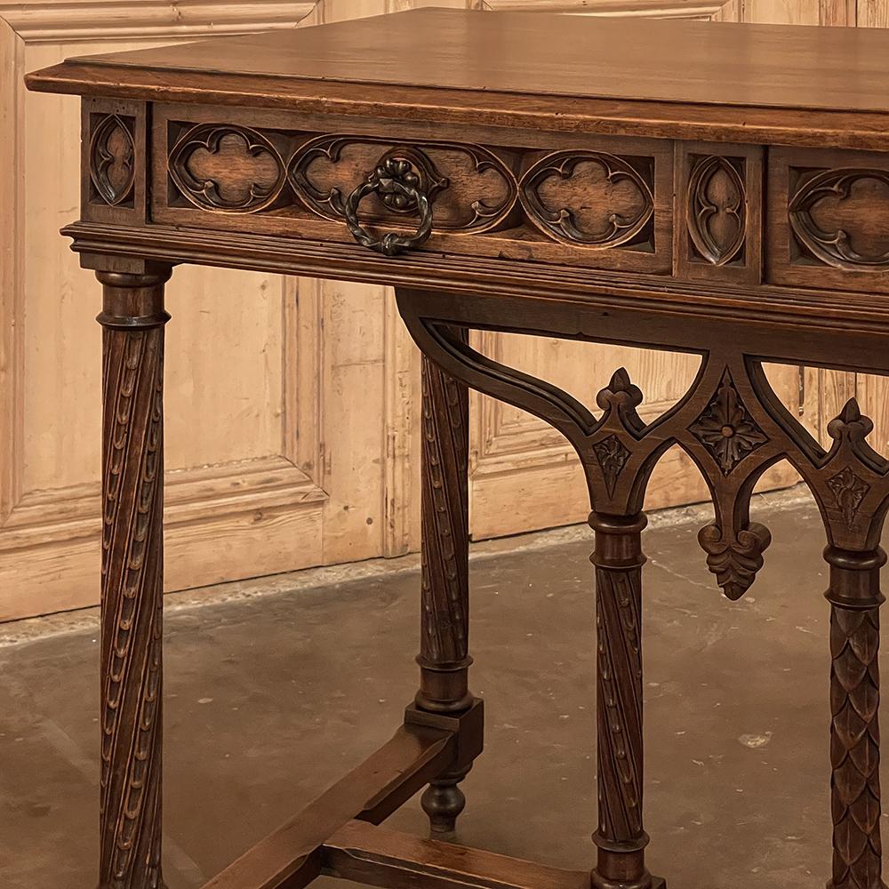 19th Century Gothic Walnut Writing Desk, End Table For Sale at 1stDibs