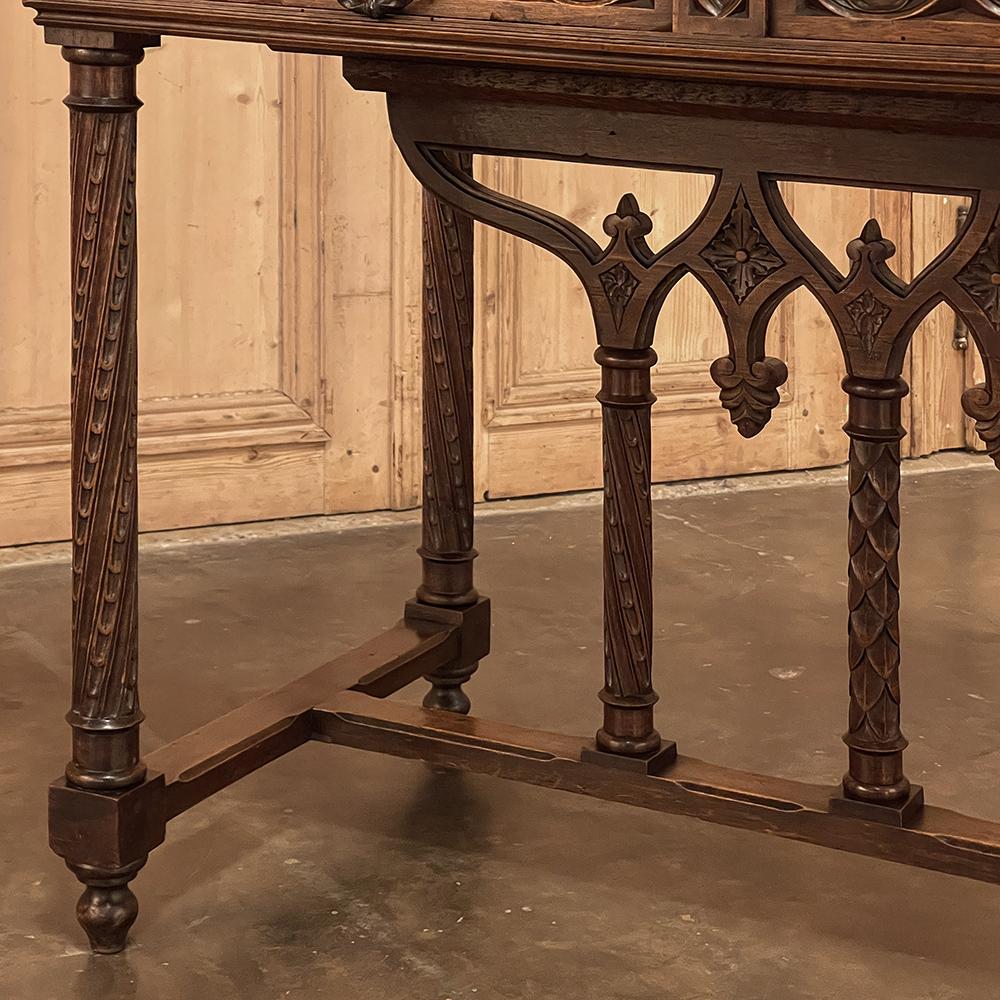 19th Century Gothic Walnut Writing Desk, End Table For Sale at 1stDibs