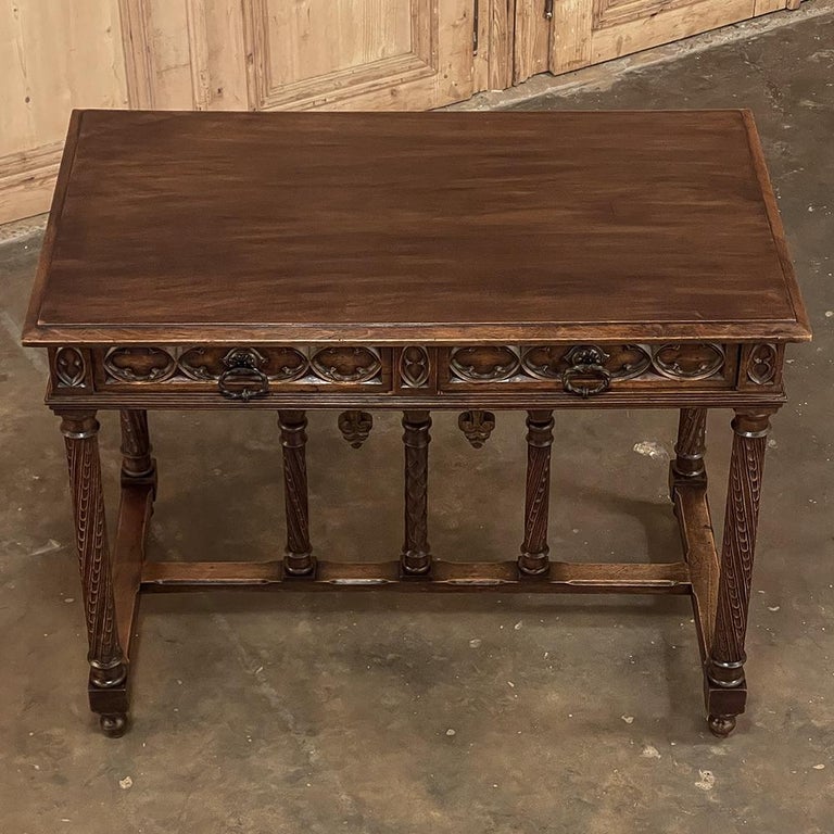 19th Century Gothic Walnut Writing Desk, End Table For Sale at 1stDibs