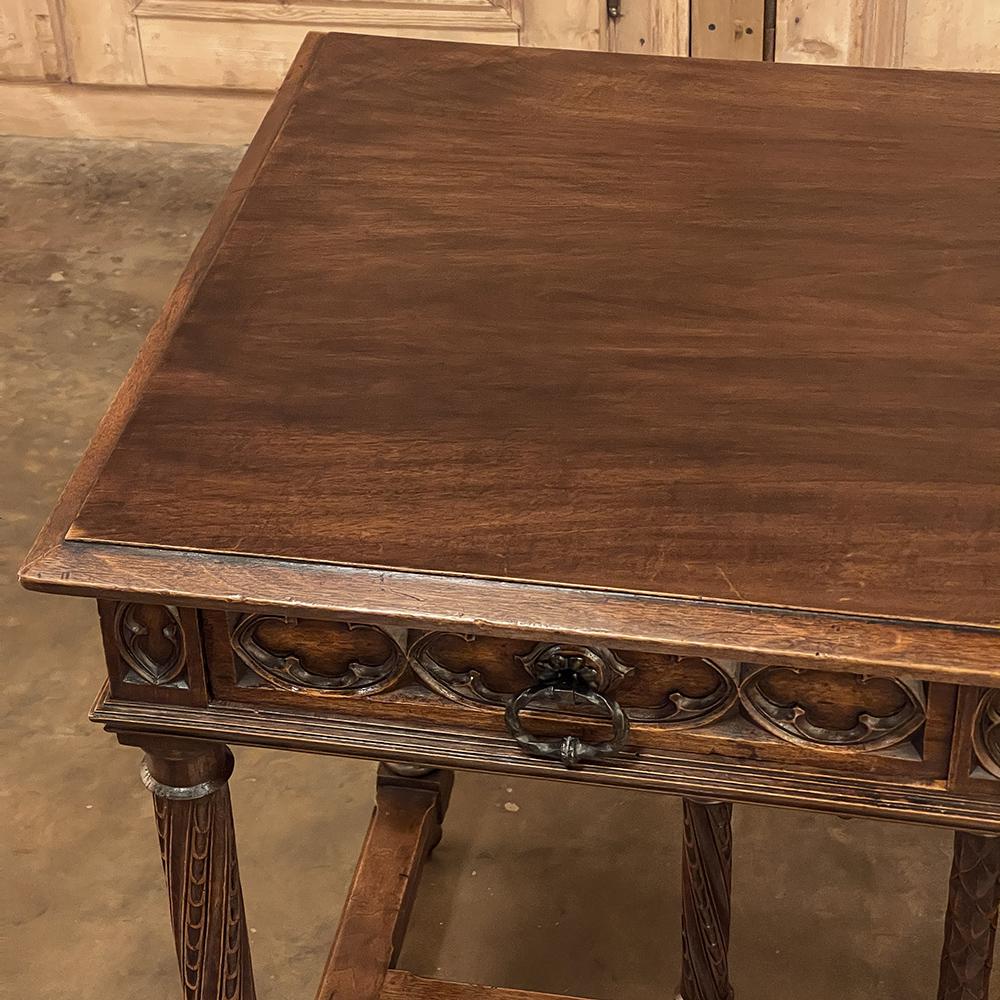 19th Century Gothic Walnut Writing Desk, End Table For Sale at 1stDibs