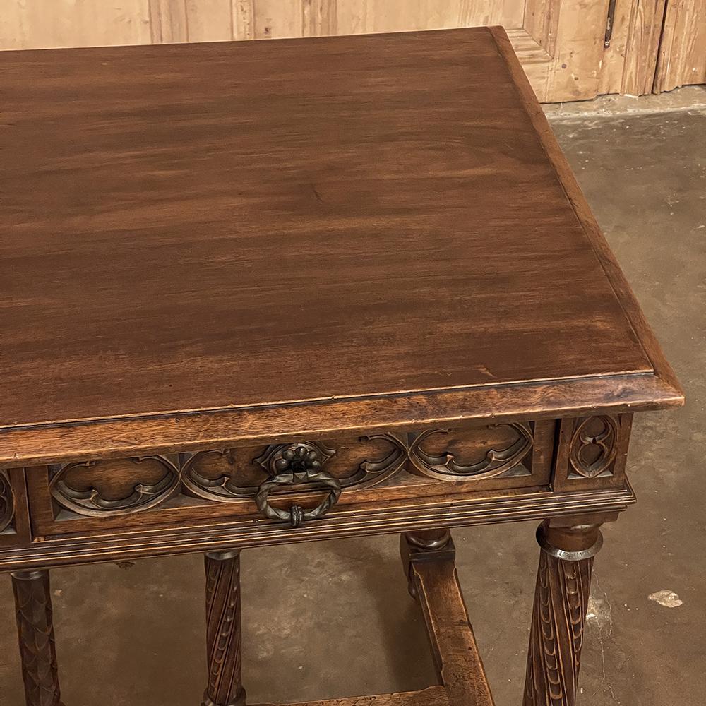 19th Century Gothic Walnut Writing Desk, End Table For Sale at 1stDibs