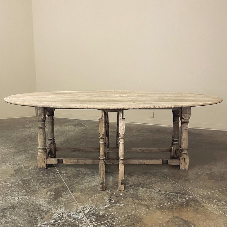 19th Century Grand Drop Leaf Gate Leg Dining Table in Stripped Oak For ...