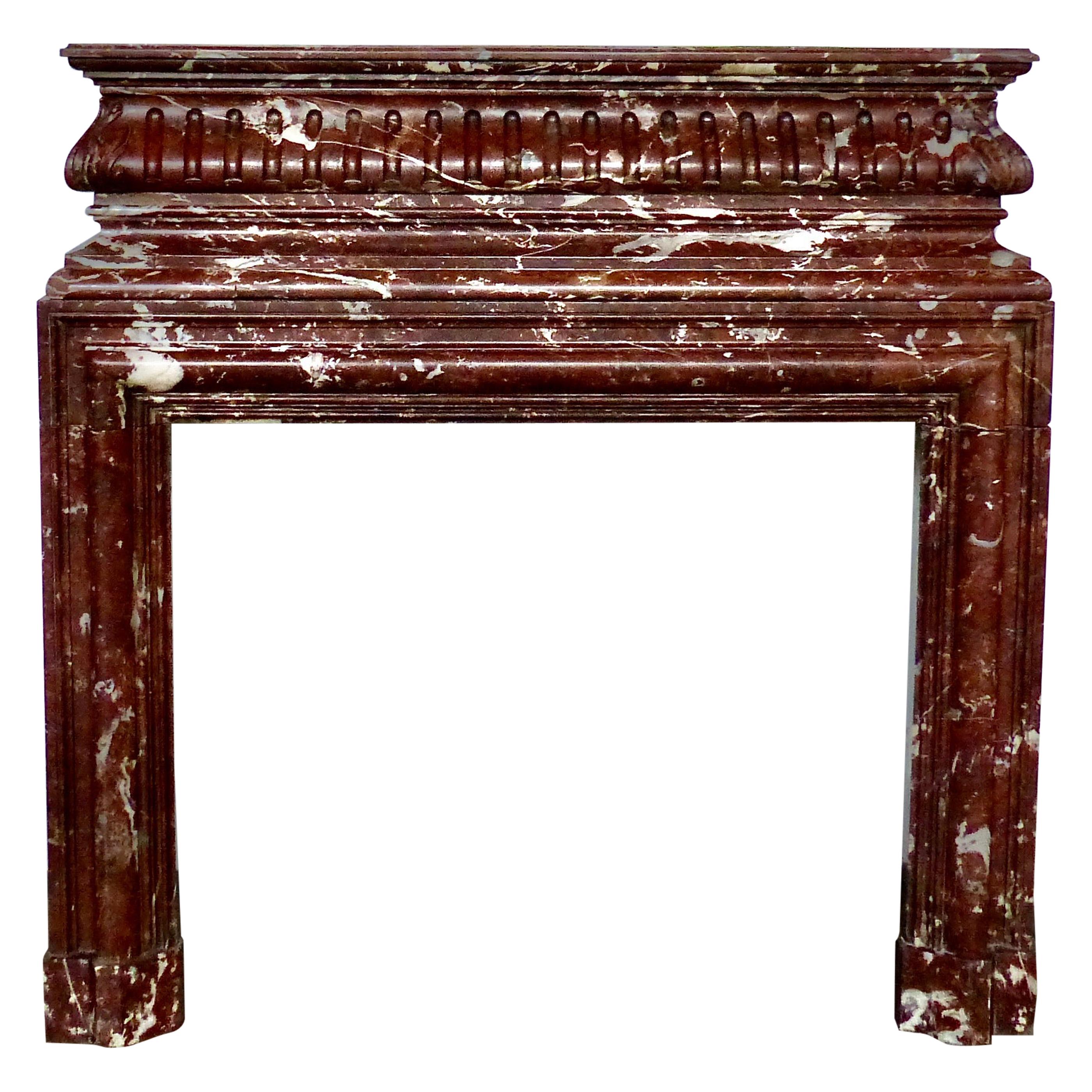 19th Century Grand Royal Red Marble Fireplace Mantle Surround For Sale ...