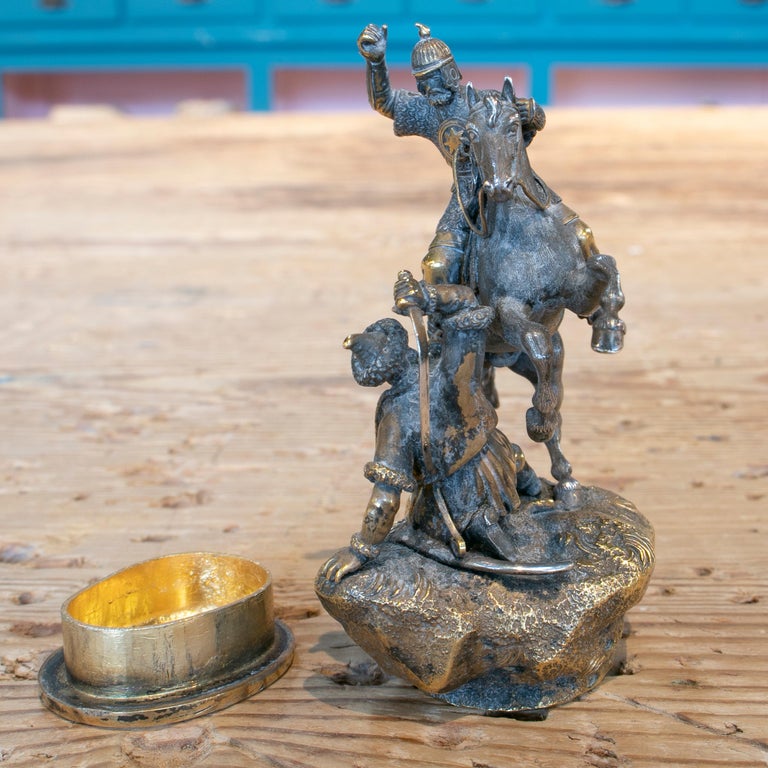19th Century Grand Tour Saladin Silver Figure Pill Box For Sale at ...