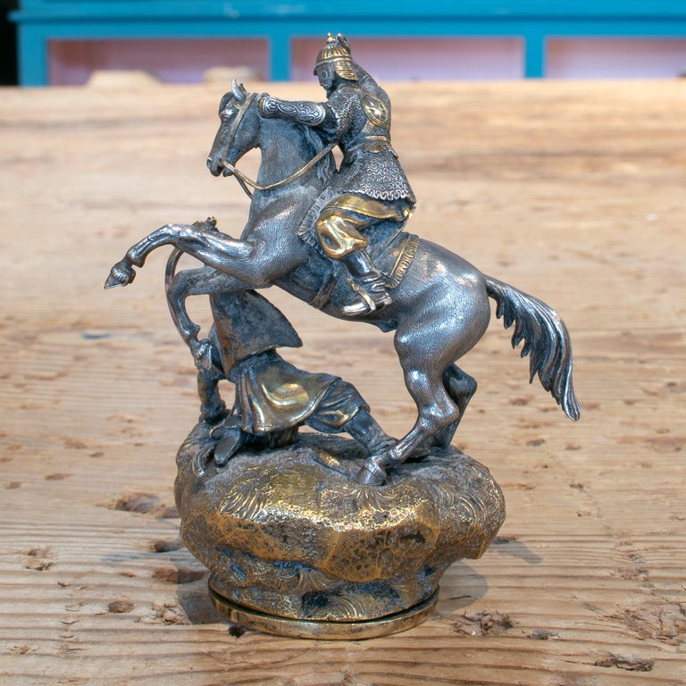 19th Century Grand Tour Saladin Silver Figure Pill Box For Sale at ...