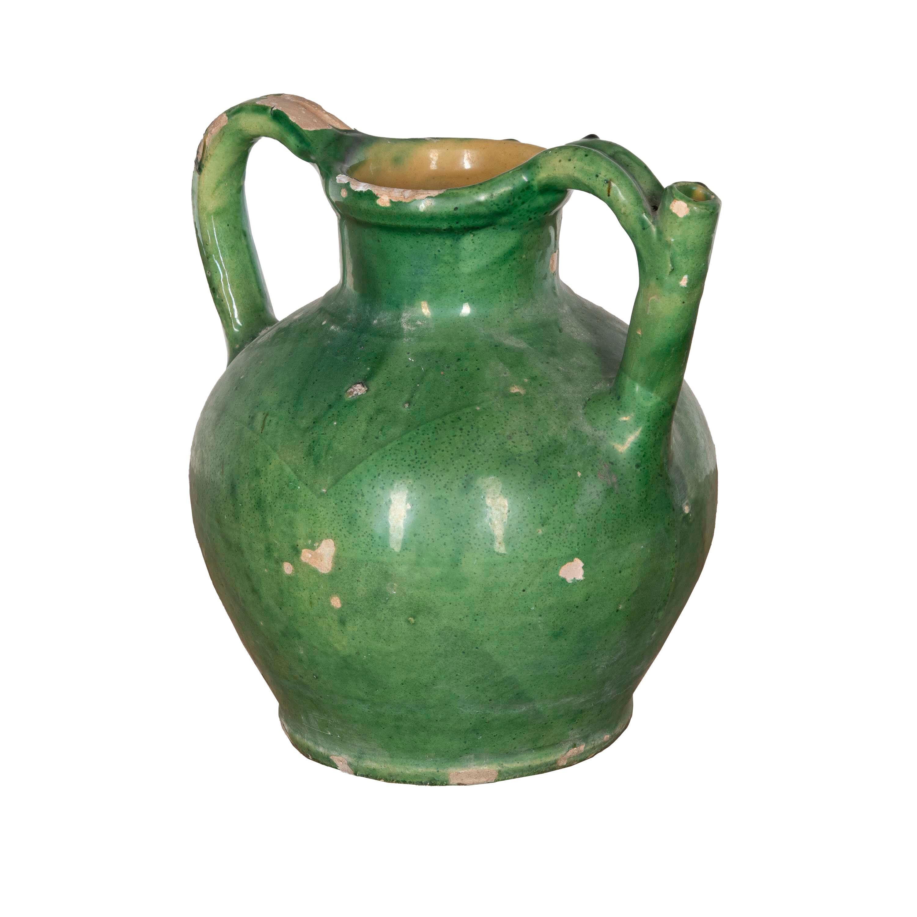 19th Century Green Glazed Water Jug at 1stDibs