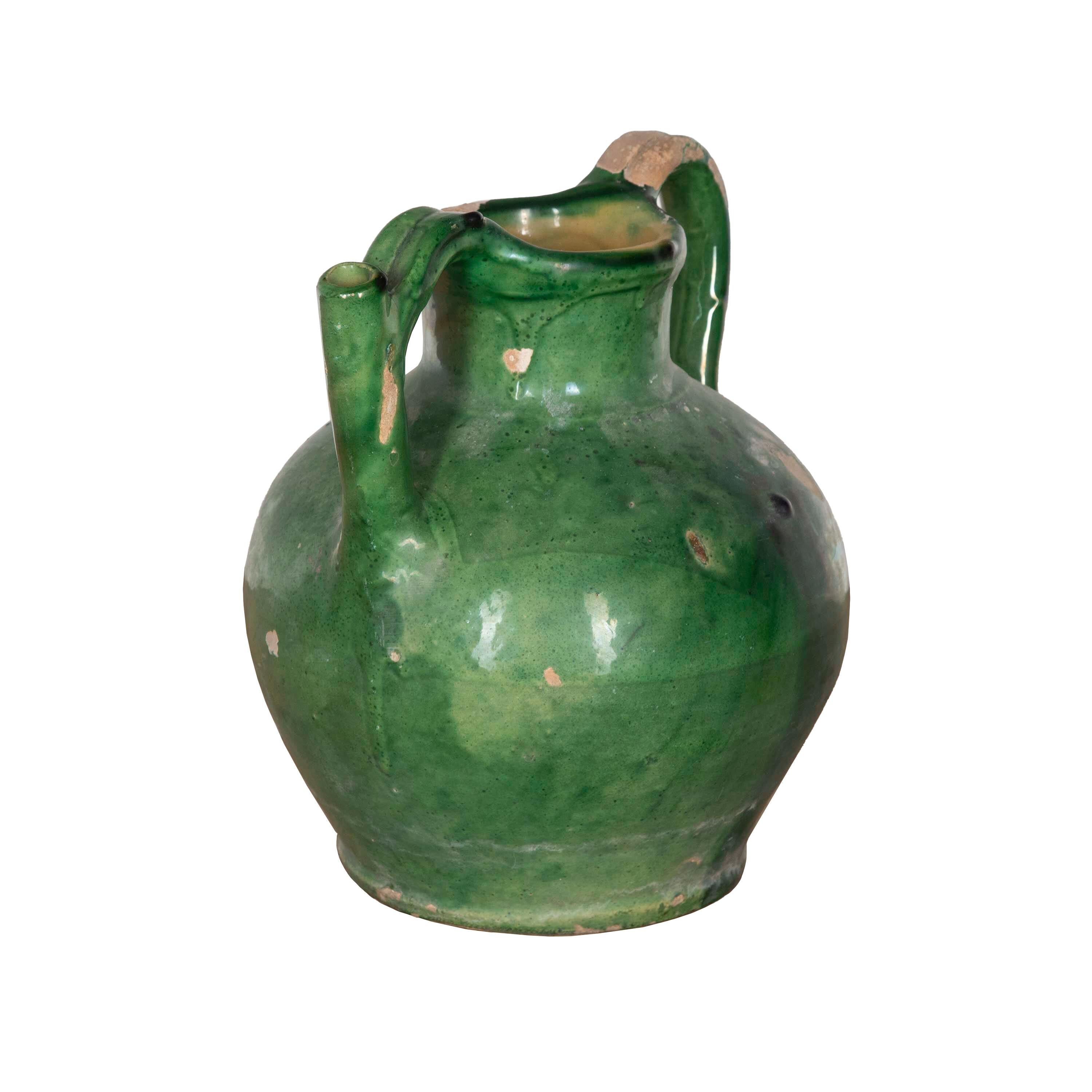 19th Century Green Glazed Water Jug at 1stDibs