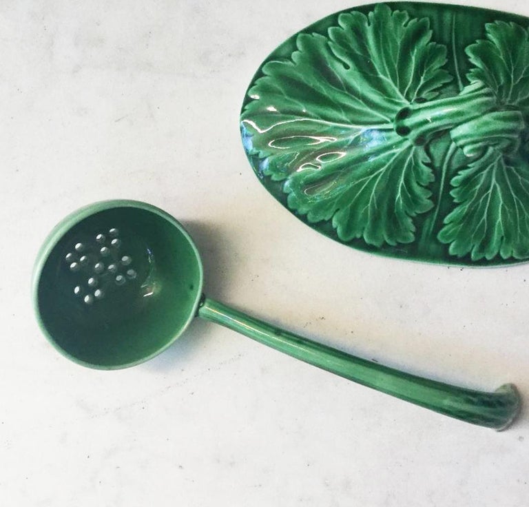 19th Century Green Victorian Spode Majolica Tureen with Ladle and Stand ...