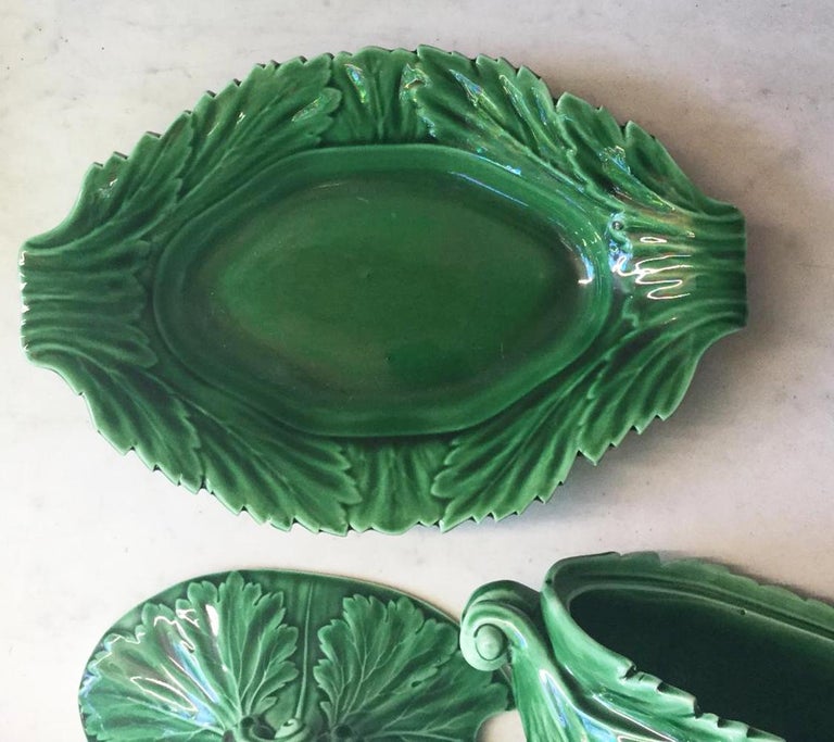 19th Century Green Victorian Spode Majolica Tureen with Ladle and Stand ...