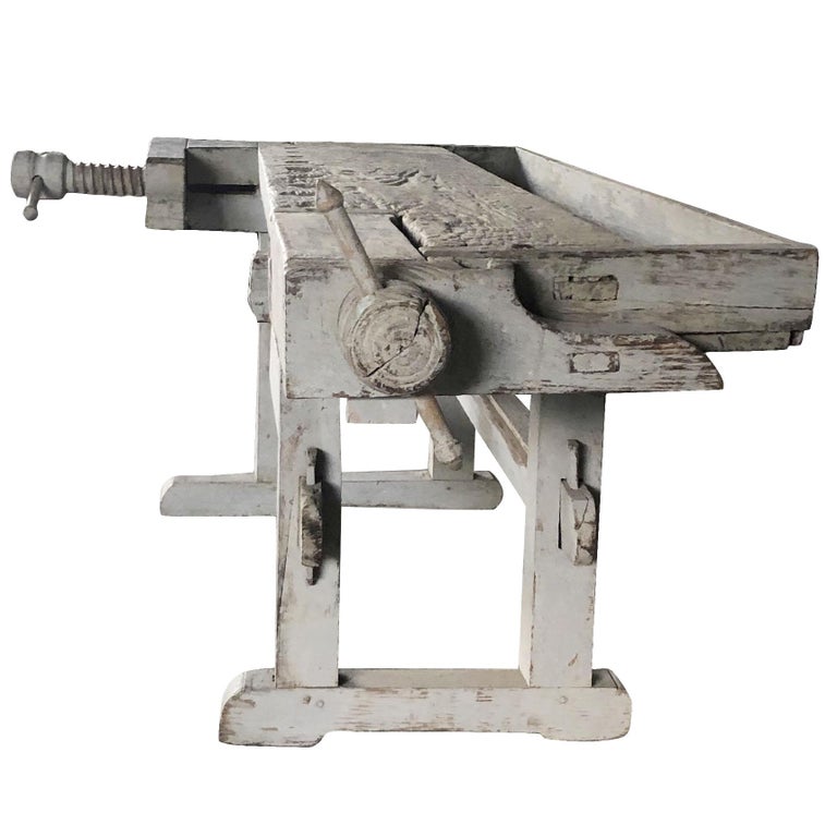 19th Century Grey-White Swedish Antique Pinewood Working, Carpenter ...