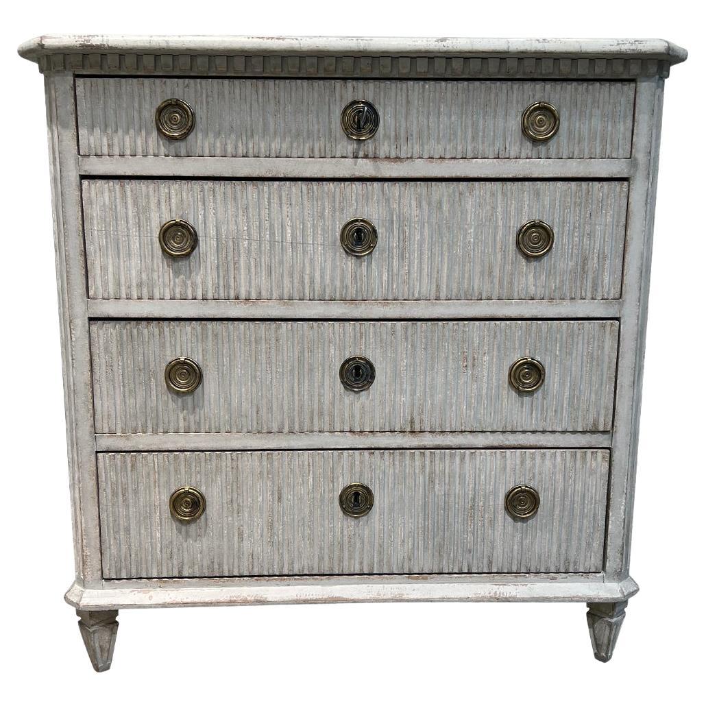 19th Century Grey German Single Biedermeier Pinewood Chest, Antique ...