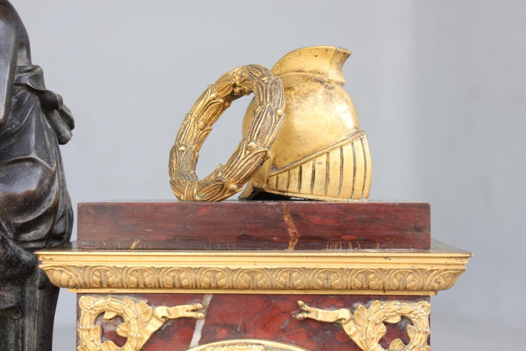 19th Century Griotte Marble Clock Representing a Roman Soldier For Sale ...