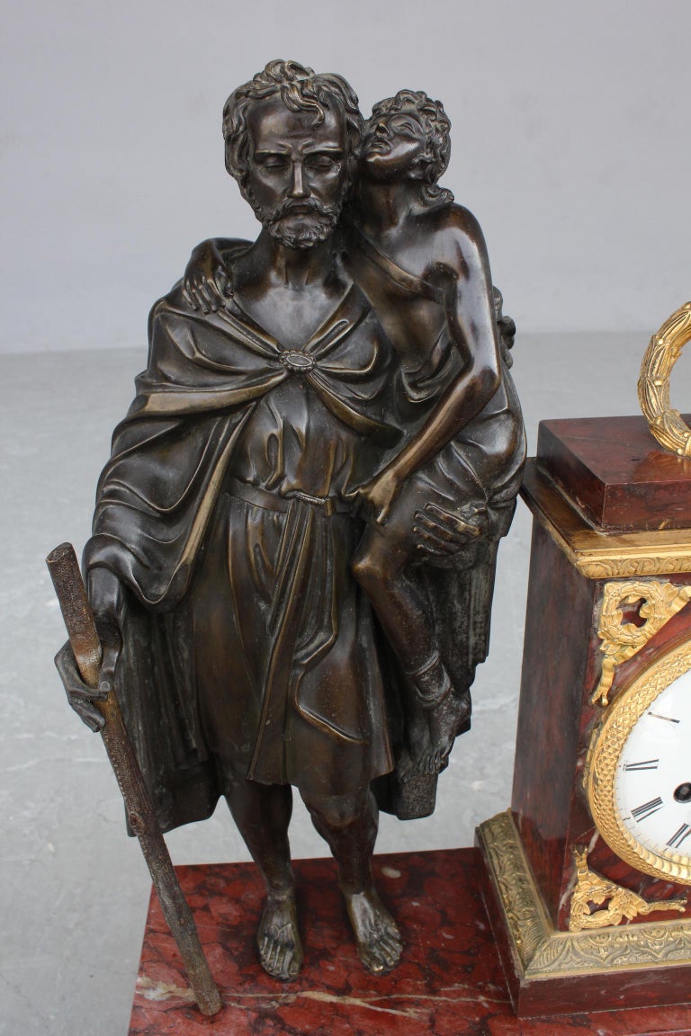 19th Century Griotte Marble Clock Representing a Roman Soldier For Sale ...