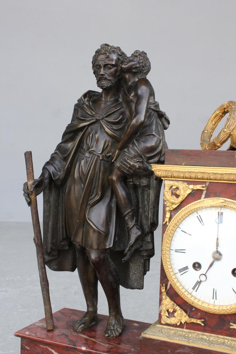 19th Century Griotte Marble Clock Representing a Roman Soldier For Sale ...