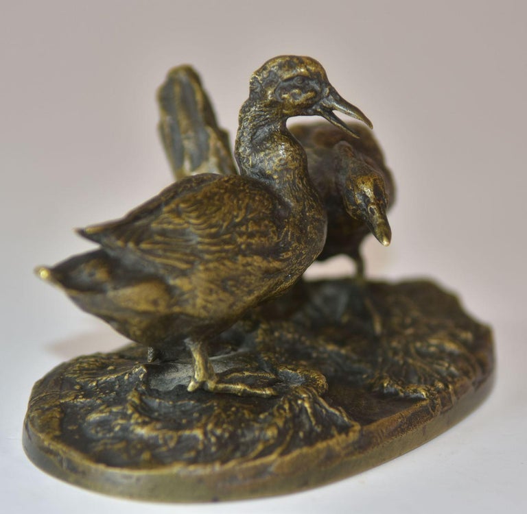 19th Century Group of Ducks in Patinated Bronze Medal of P. J Mène For ...
