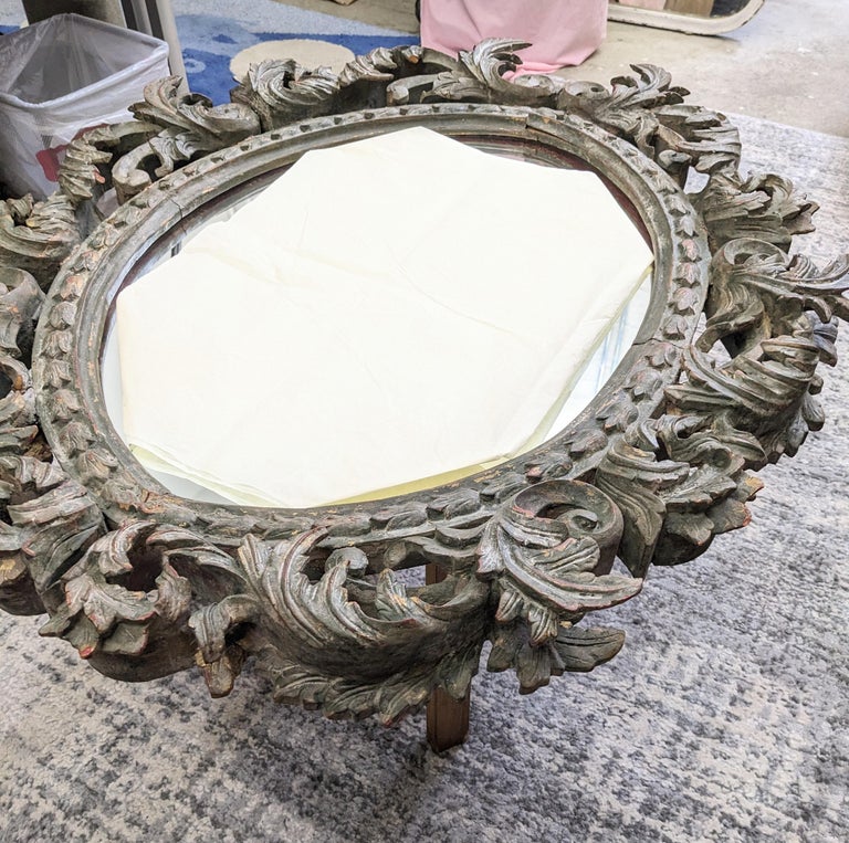 19th Century Hand Carved Baroque Mirror For Sale at 1stDibs