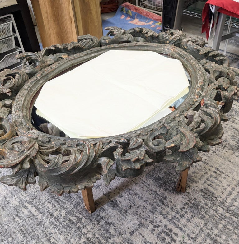 19th Century Hand Carved Baroque Mirror For Sale at 1stDibs