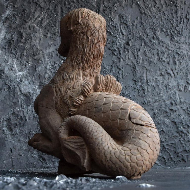 19th Century Hand Carved English Stately Home Mythological Heraldic ...