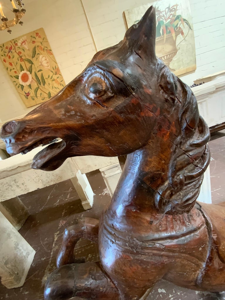 19th Century Hand-carved Oak Stallion For Sale at 1stDibs