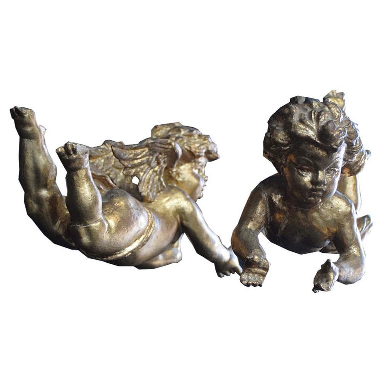 19th Century Hand Carved Pine Gold Gilt Putti Figures at 1stDibs