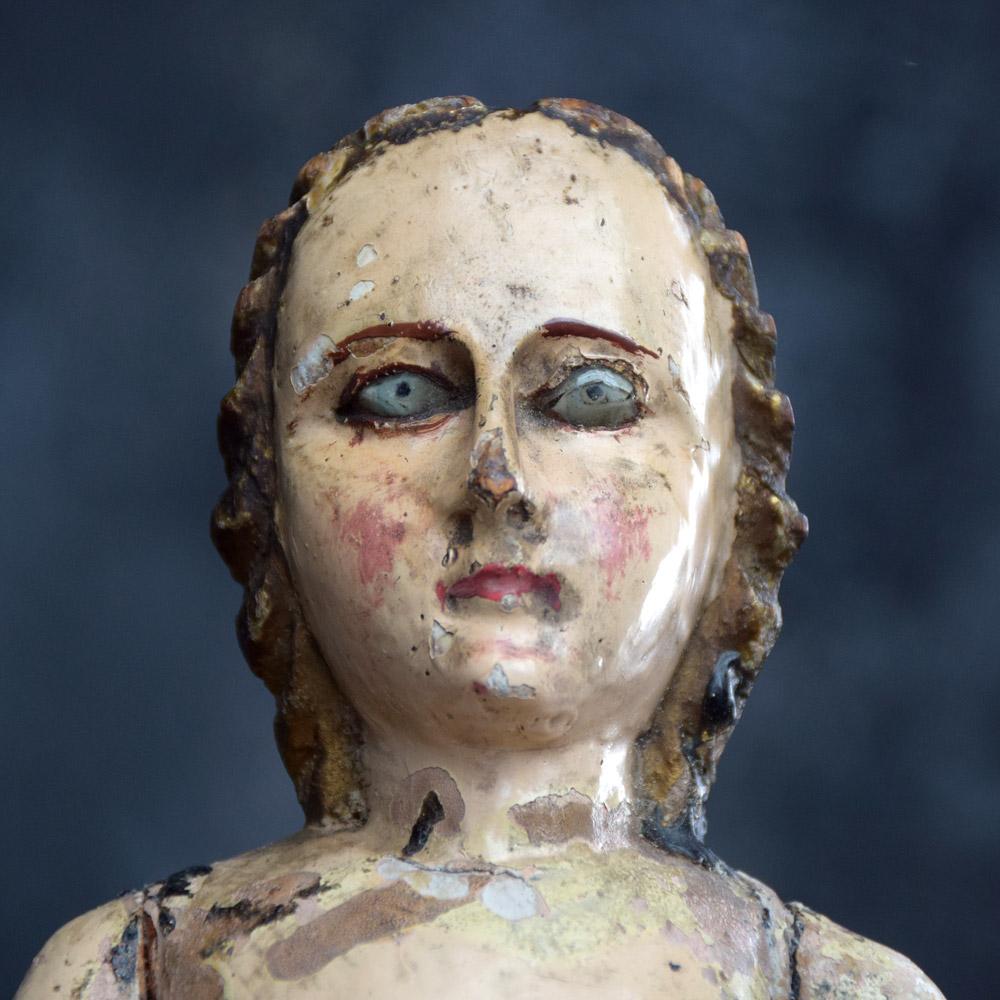 19th Century Hand Carved Pine Putti Figure at 1stDibs