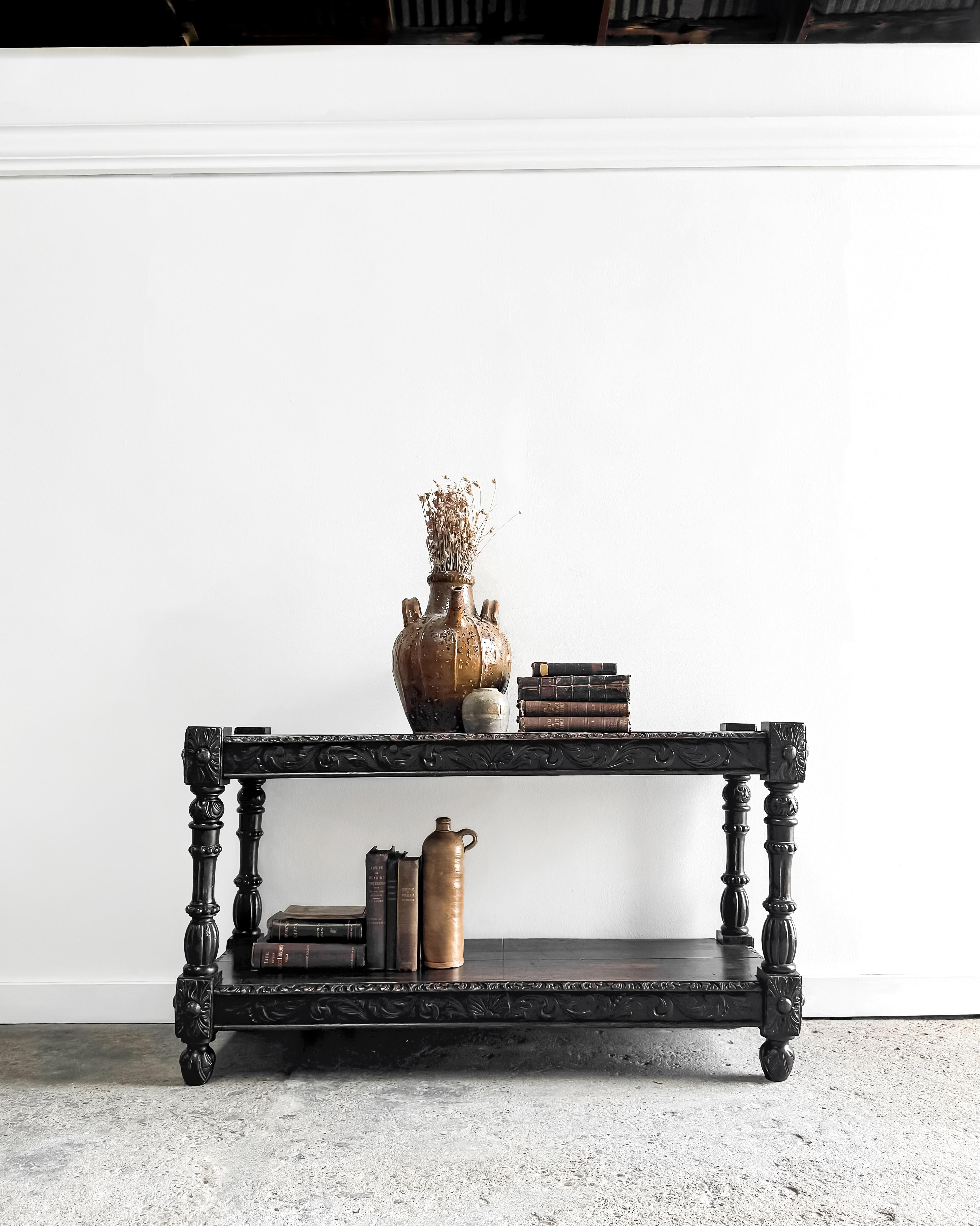 19th Century Hand-Carved Tiered Console Table For Sale at 1stDibs