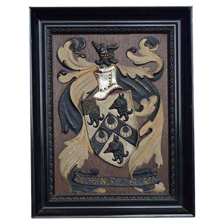 19th century hand crafted family shield For Sale at 1stDibs